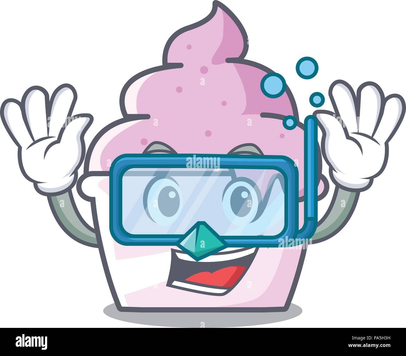 Diving ice cream paper cup character cartoon vector illustration Stock ...