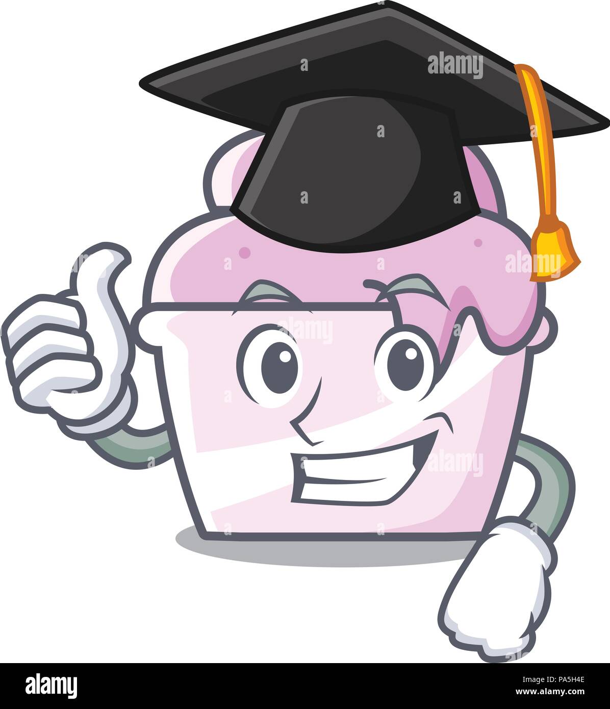 Graduation ice cream paper cup character cartoon vector illustration ...