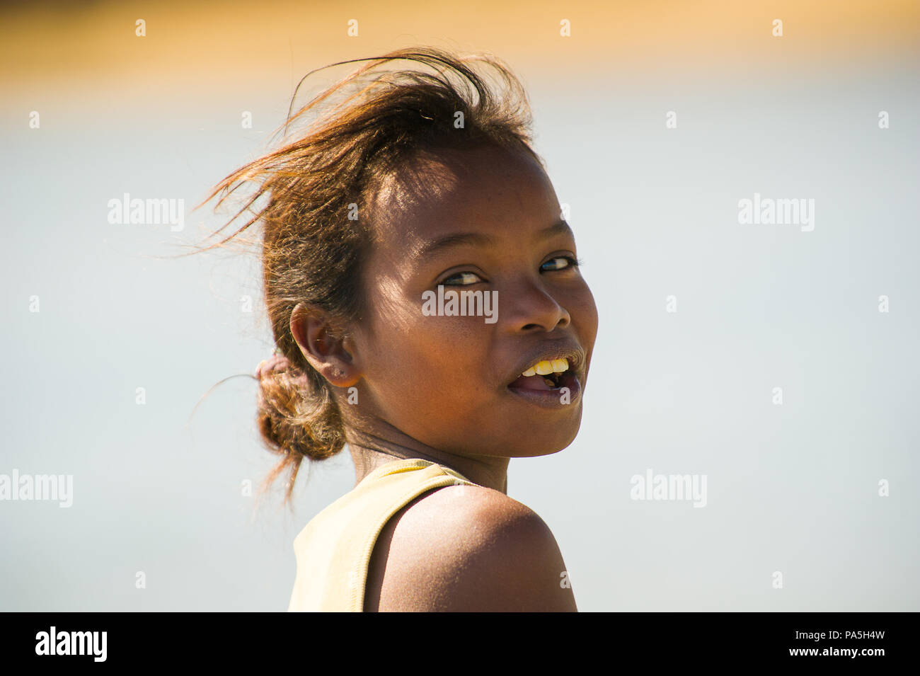 MADAGASCAR - JULY 5, 2011: Portrait of an unidentified beautiful girl ...