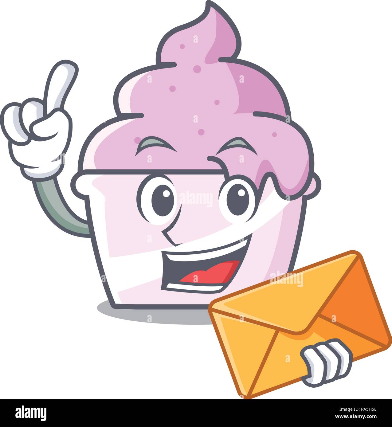 With envelope ice cream paper cup character cartoon vector illustration ...