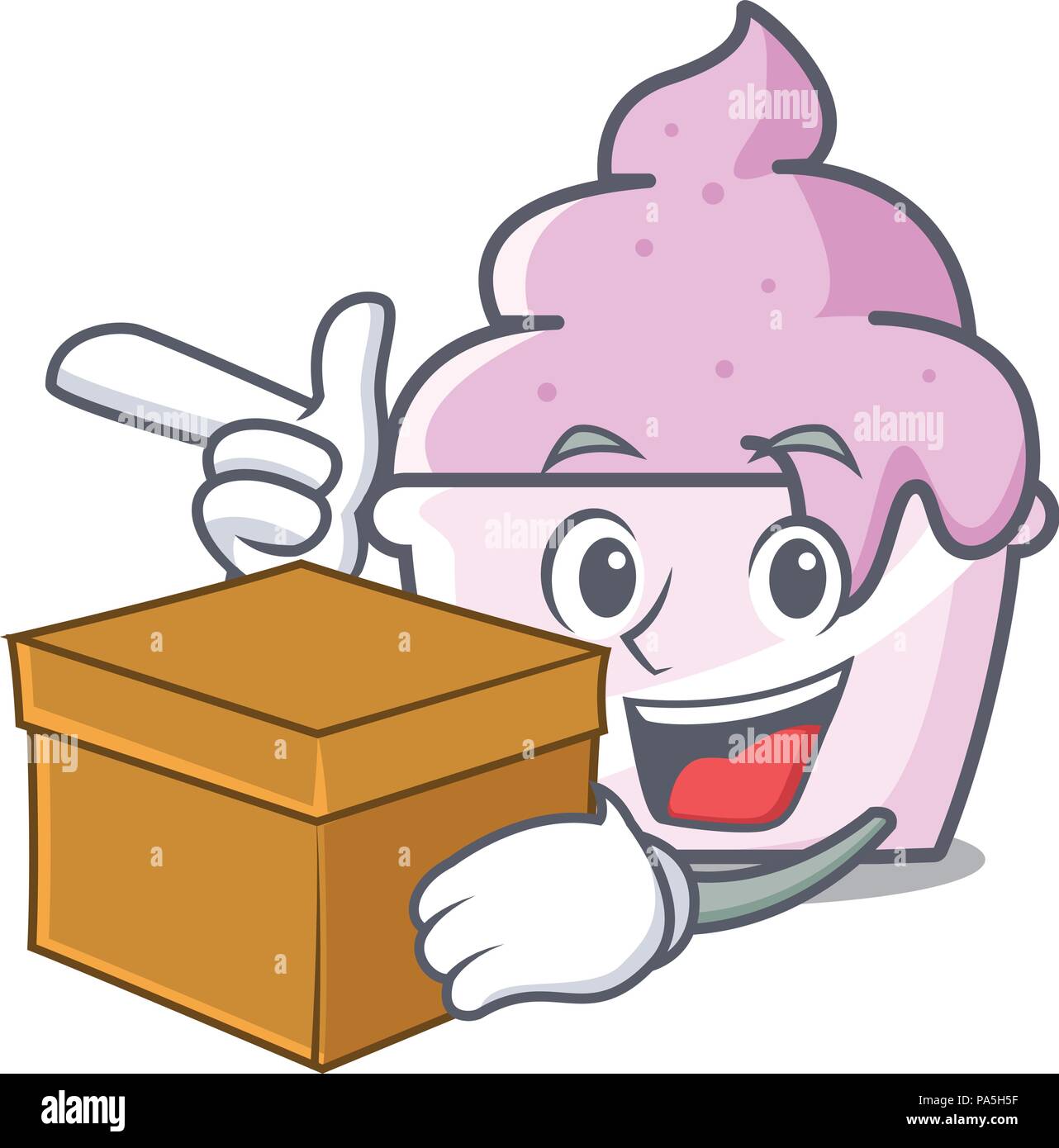 With box ice cream paper cup character cartoon vector illustration ...