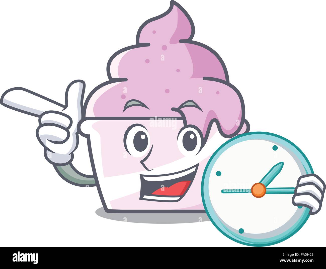 With clock ice cream paper cup character cartoon vector illustration ...