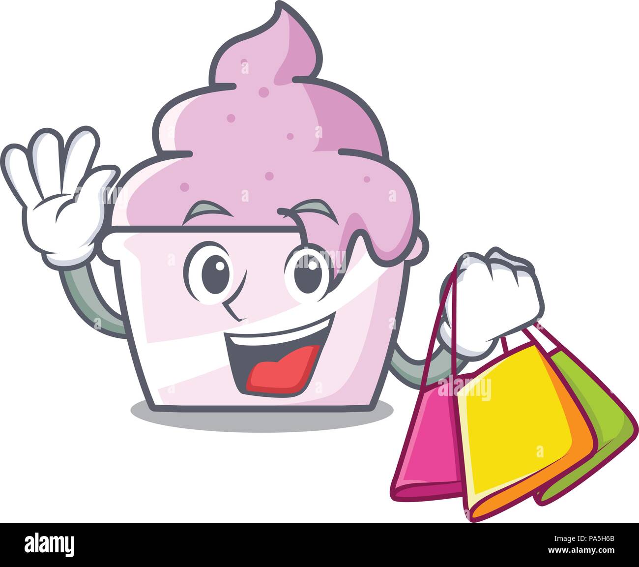 Shopping ice cream paper cup character cartoon vector illustration ...
