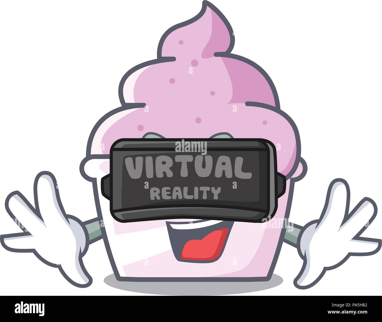 Virtual reality ice cream paper cup mascot cartoon vector illustration ...