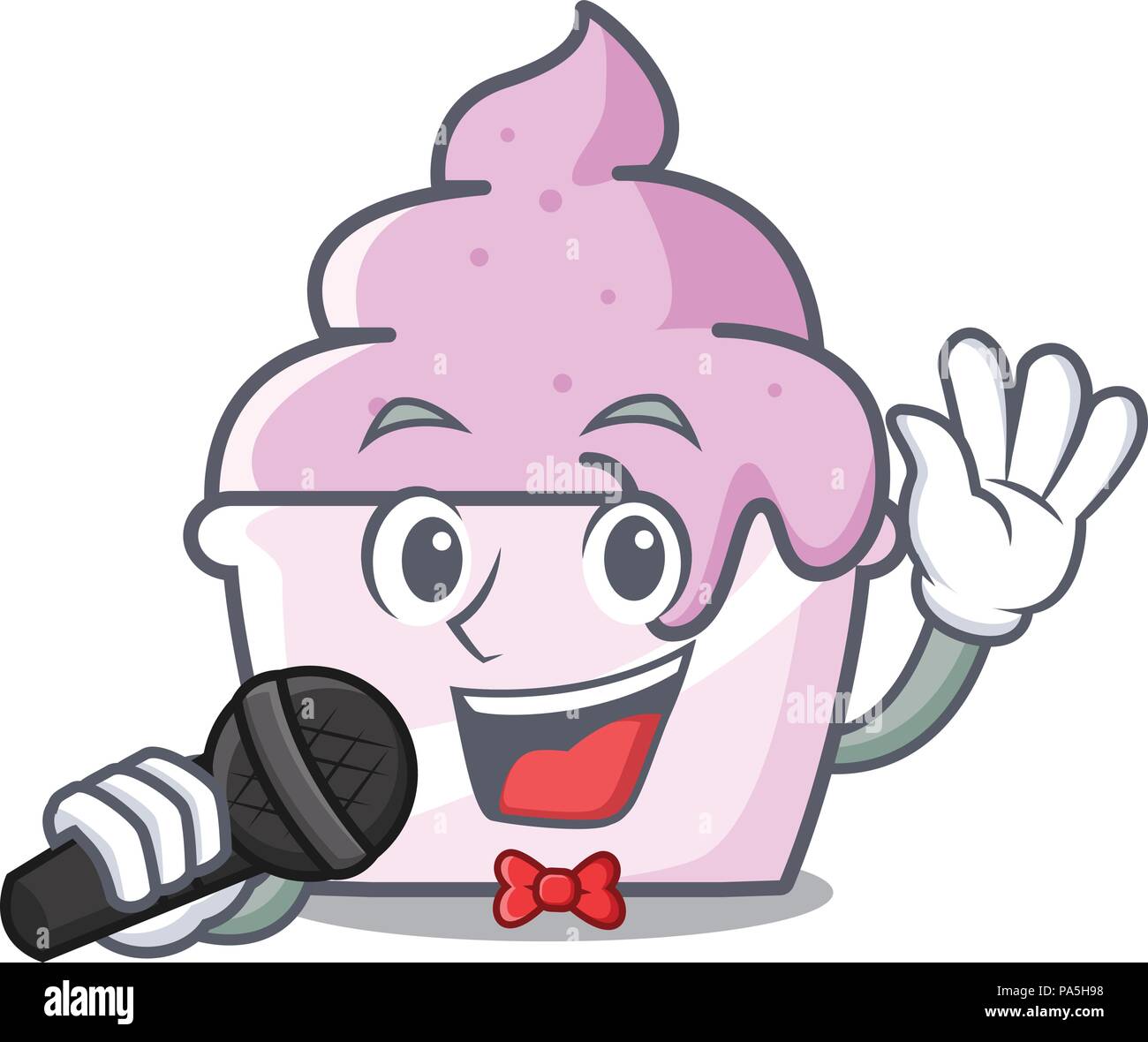 Singing ice cream paper cup mascot cartoon vector illustration Stock ...
