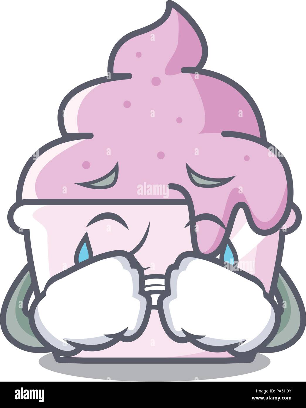Crying ice cream paper cup mascot cartoon vector illustration Stock ...