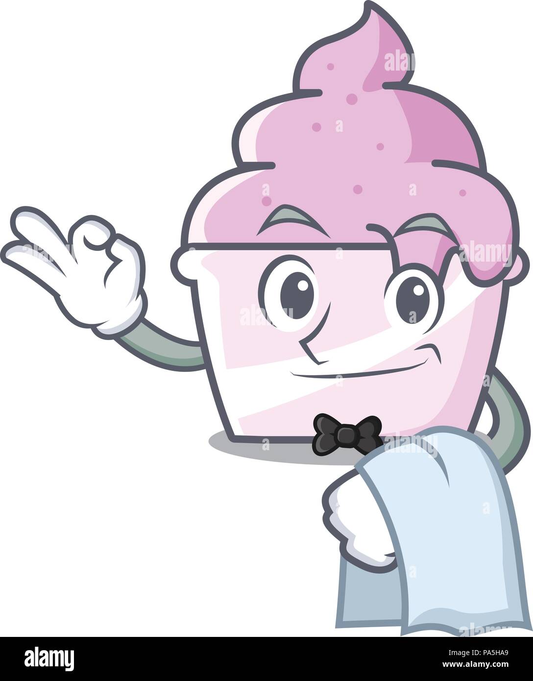 Waiter ice cream paper cup mascot cartoon vector illustration Stock ...