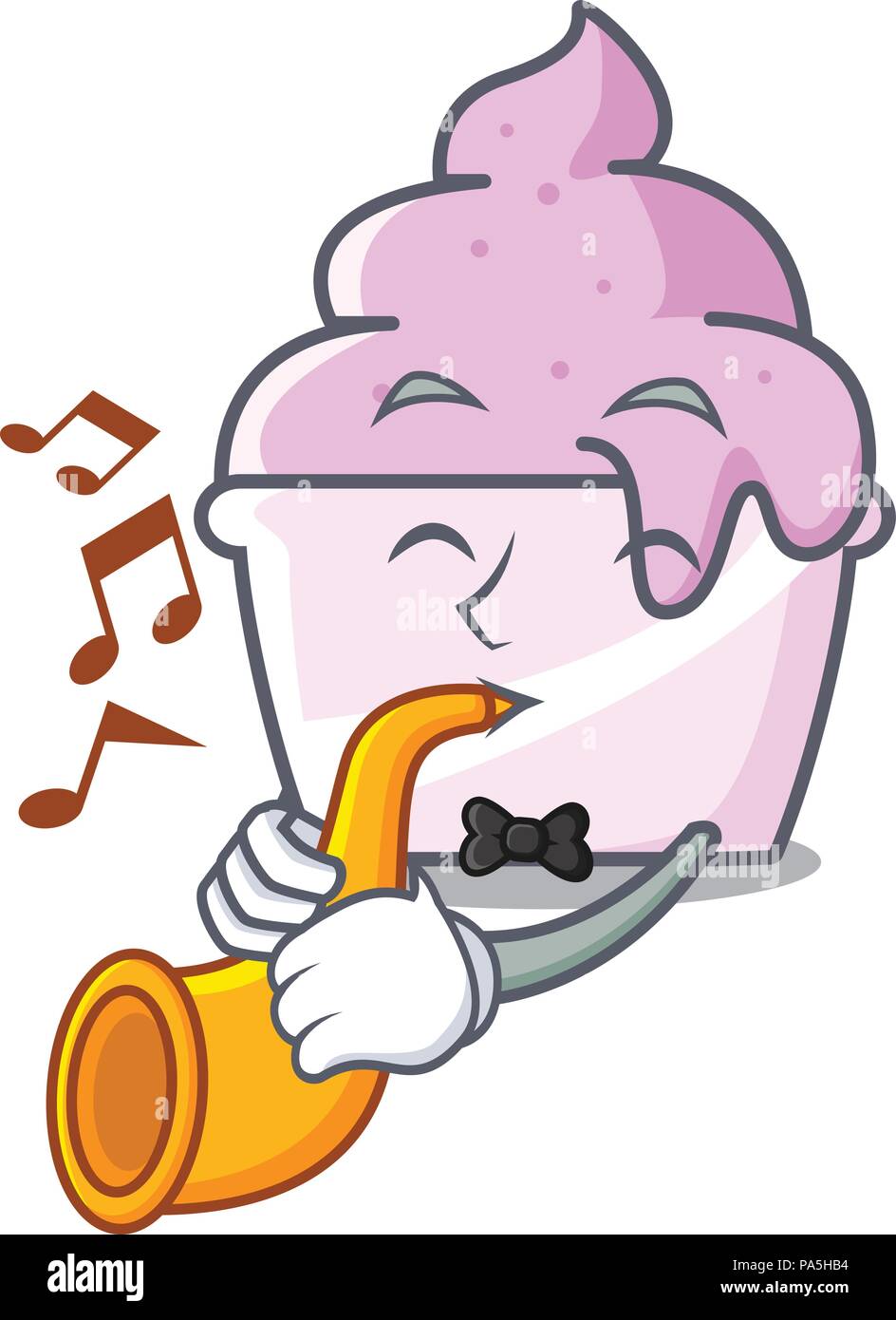 With trumpet ice cream paper cup mascot cartoon vector illustration ...