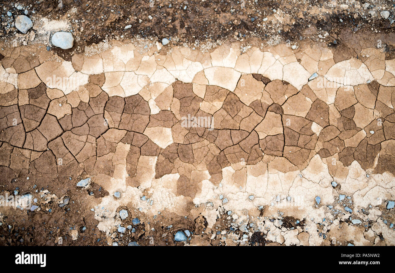 Dry cracked earth, dry cracks in the ground, dried clay, Iceland Stock ...