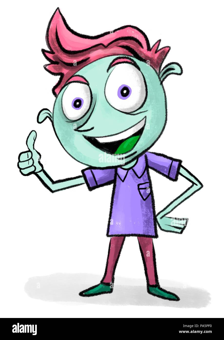 illustrative cartoon character giving a thumbs up Stock Photo - Alamy