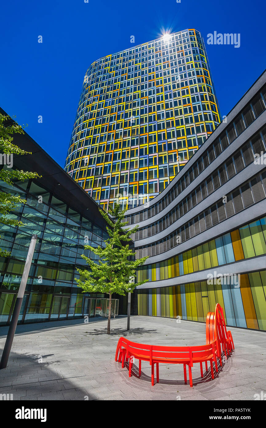 ADAC building with artwork, Munich, Upper Bavaria, Bavaria, Germany ...