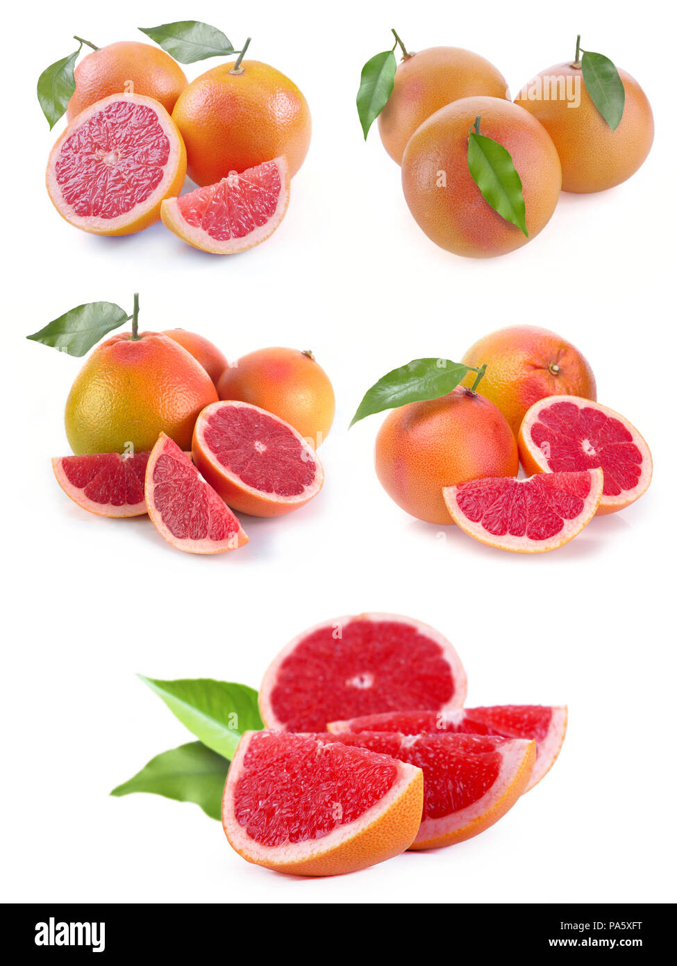 set grapefruit with segments on a white background Stock Photo - Alamy