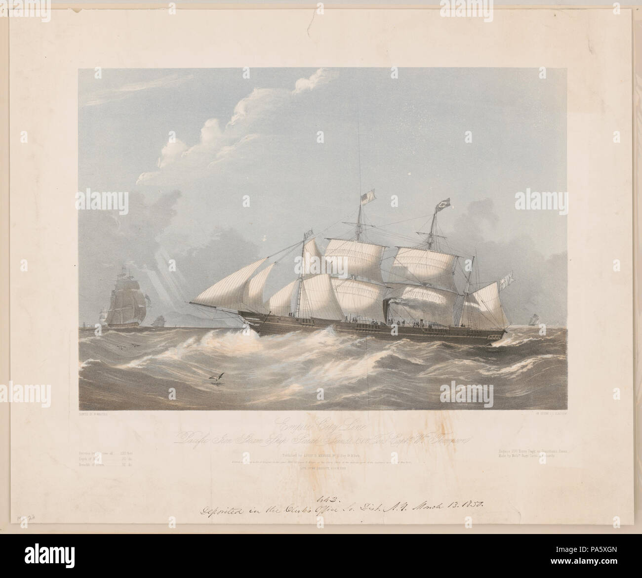 619 Empire city line. Pacific iron steam ship Sarah Sands, 1500 tons ...