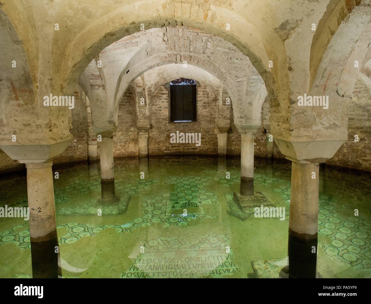 Interior of the crypt of the Basilica of St. Francis of Assisi, Ravenna ...