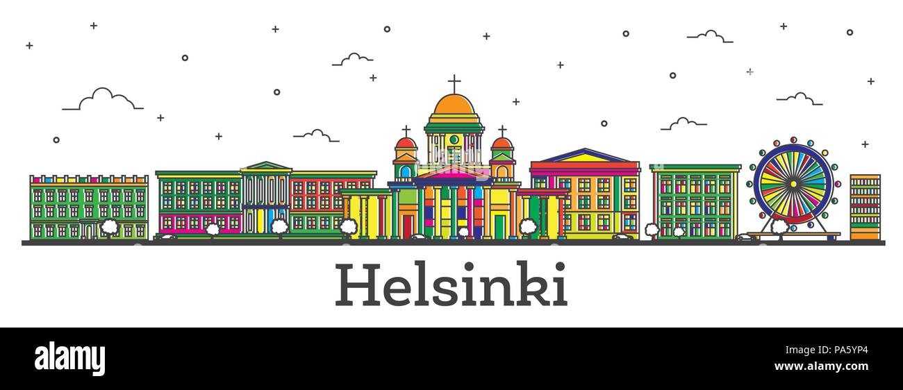 Outline Helsinki Finland City Skyline with Color Buildings Isolated on ...