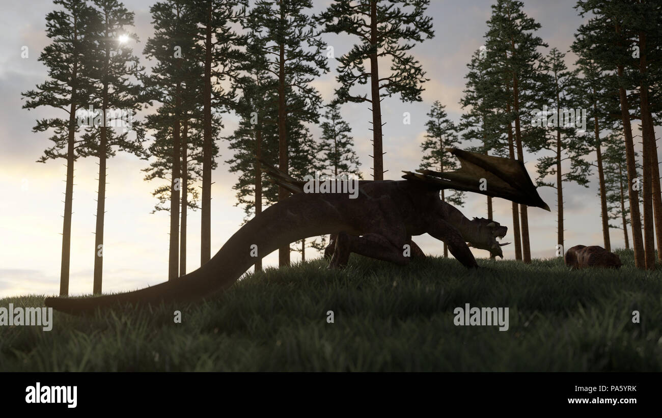 3d rendering of the brown dragon ready to attack Stock Photo - Alamy