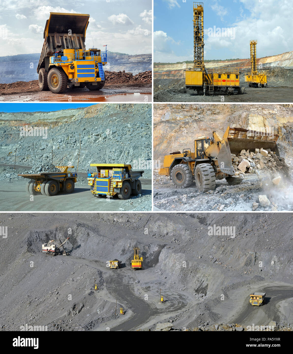 set of images of open cast mining of iron ore Stock Photo - Alamy
