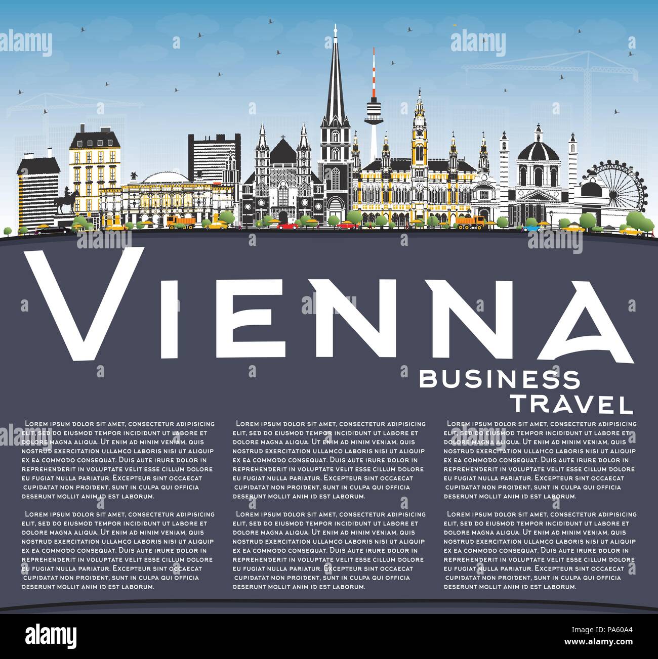 Vienna Austria City Skyline with Color Buildings, Blue Sky and Copy ...