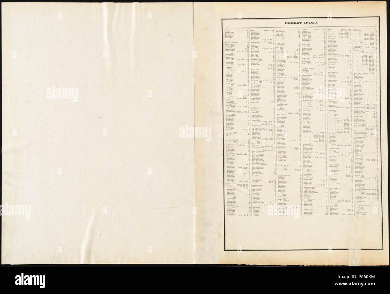 Historical street index map hi-res stock photography and images - Alamy