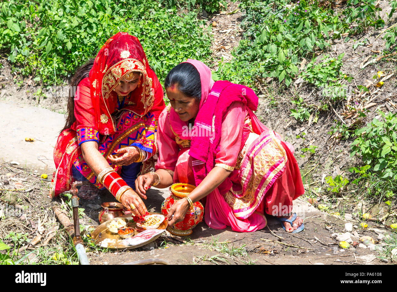 A traditional wedding in a small village.Third day. The bride in the ...