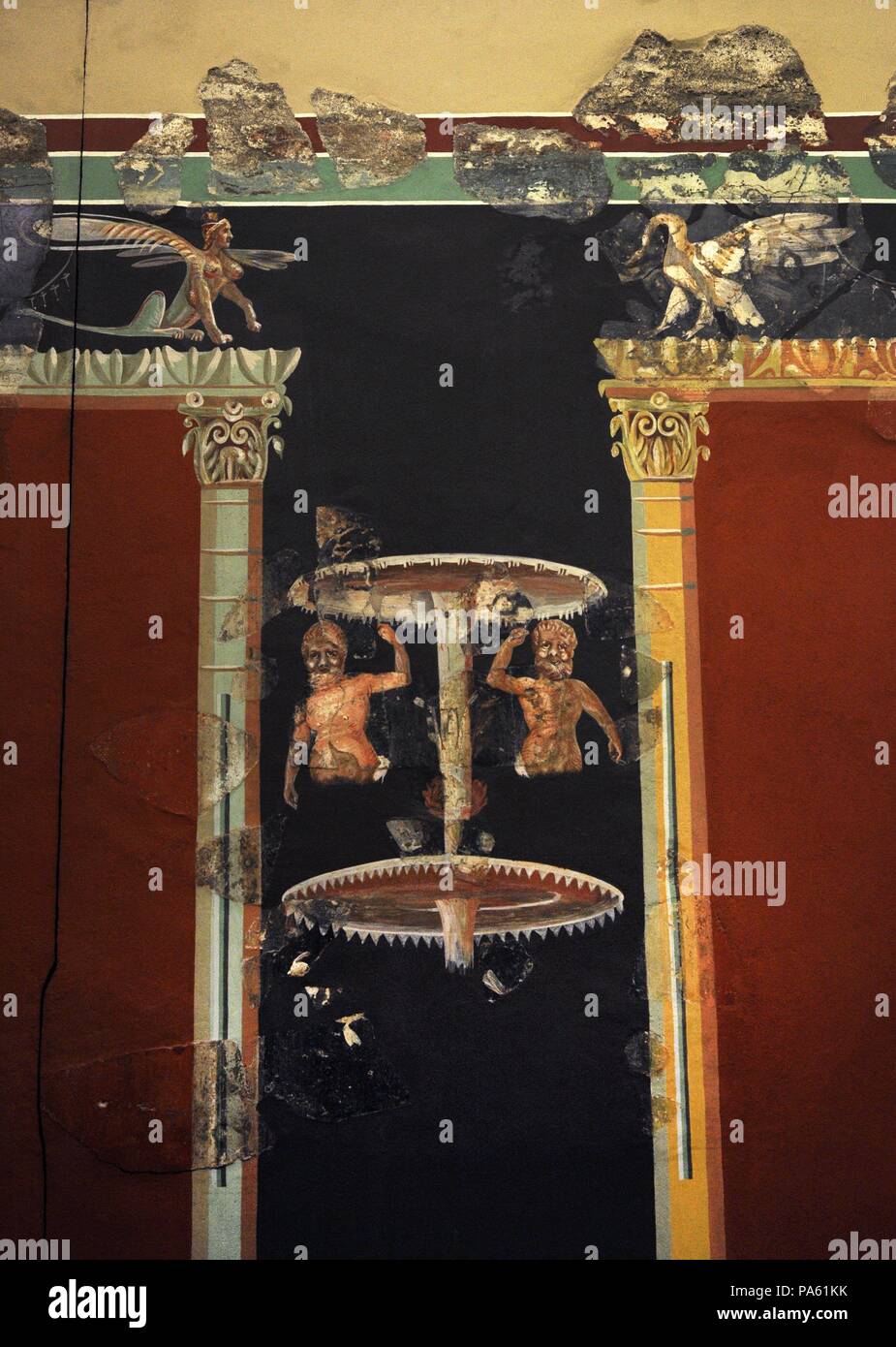 Mural painting depicting a bacchic scene, typical decoration of the ...