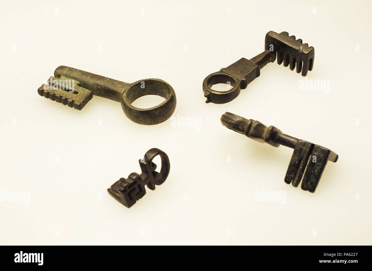 Set of sliding, rotary and locking keys from Roman times. Metal. Roman ...
