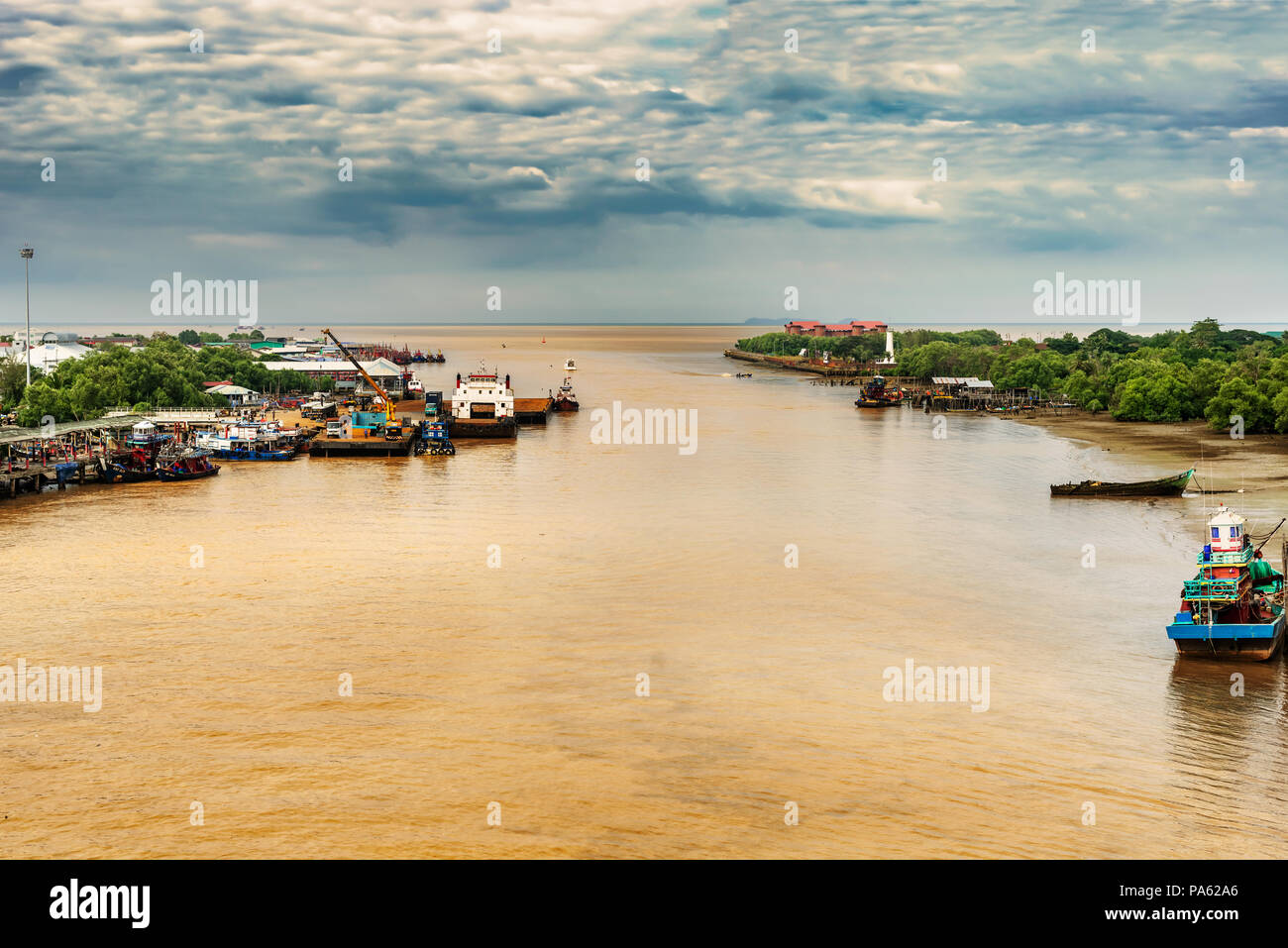 Kuala Kedah, Malaysia - Dec 7, 2017: Fishing boats at the docks on ...