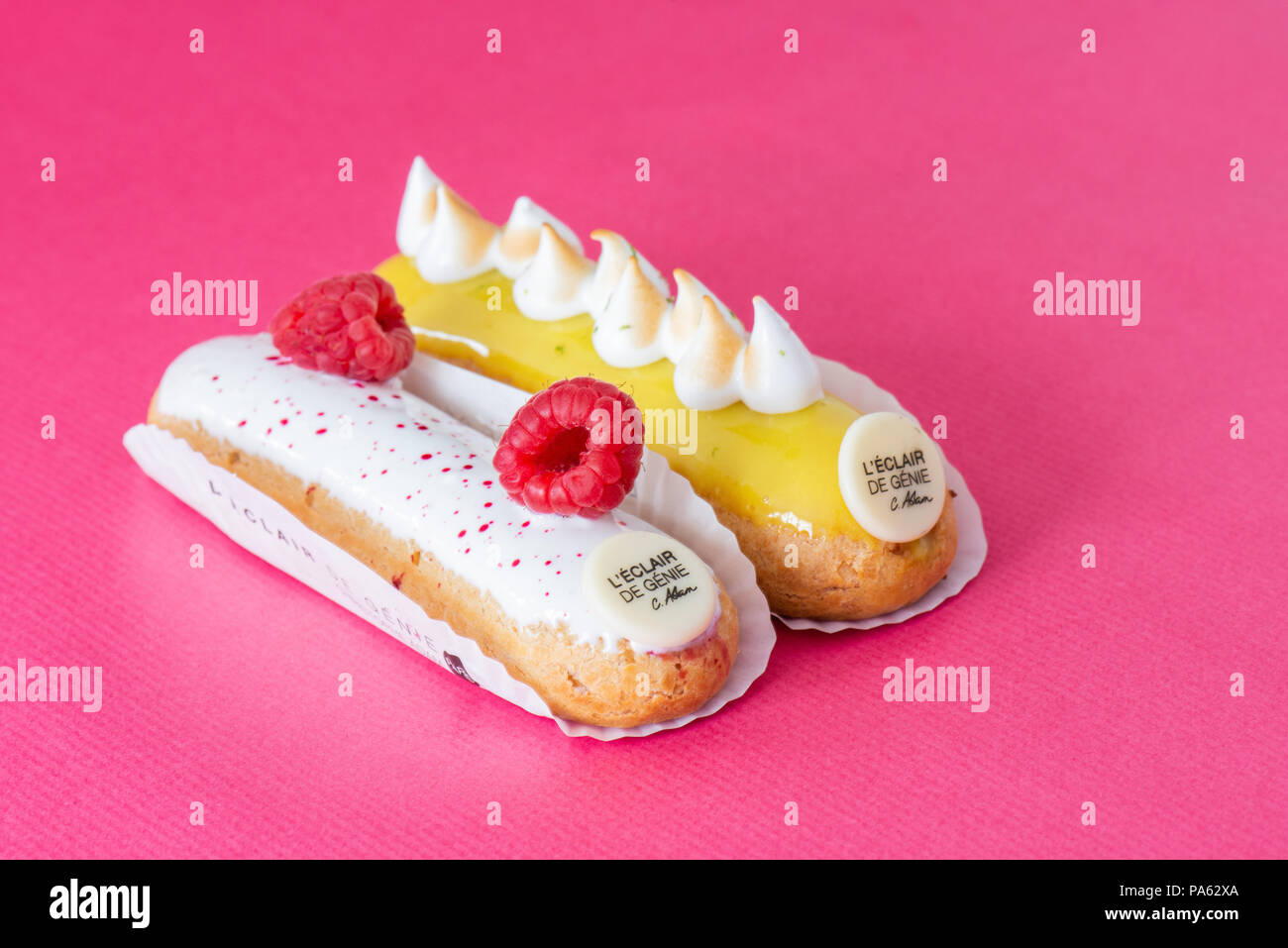 Eclairs from the iconic L’Éclair de Génie in Paris, France Stock Photo ...