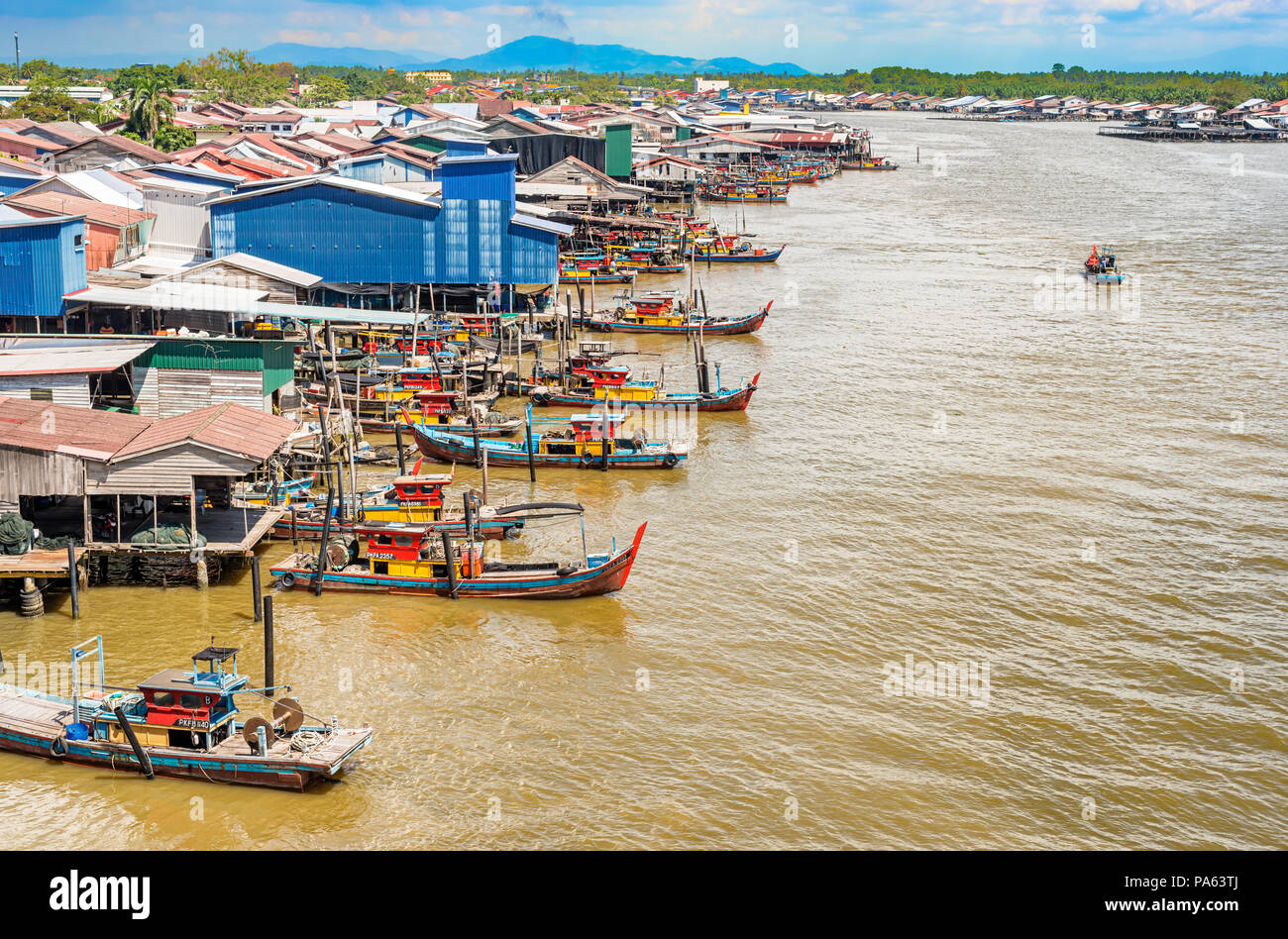 Kuala Kurau, Malaysia - Dec 10, 2017: Panoramic view at the fisherman ...