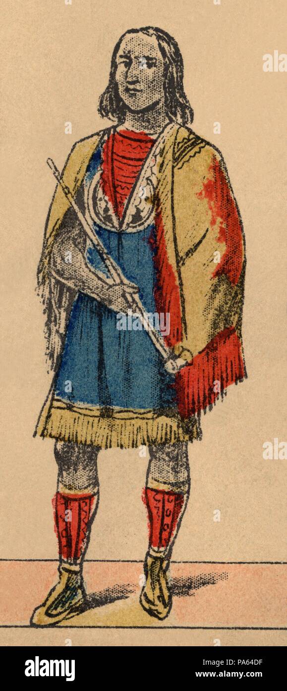 Estampería popular. Indio cheyenne. Grabado de 1870 Stock Photo - Alamy