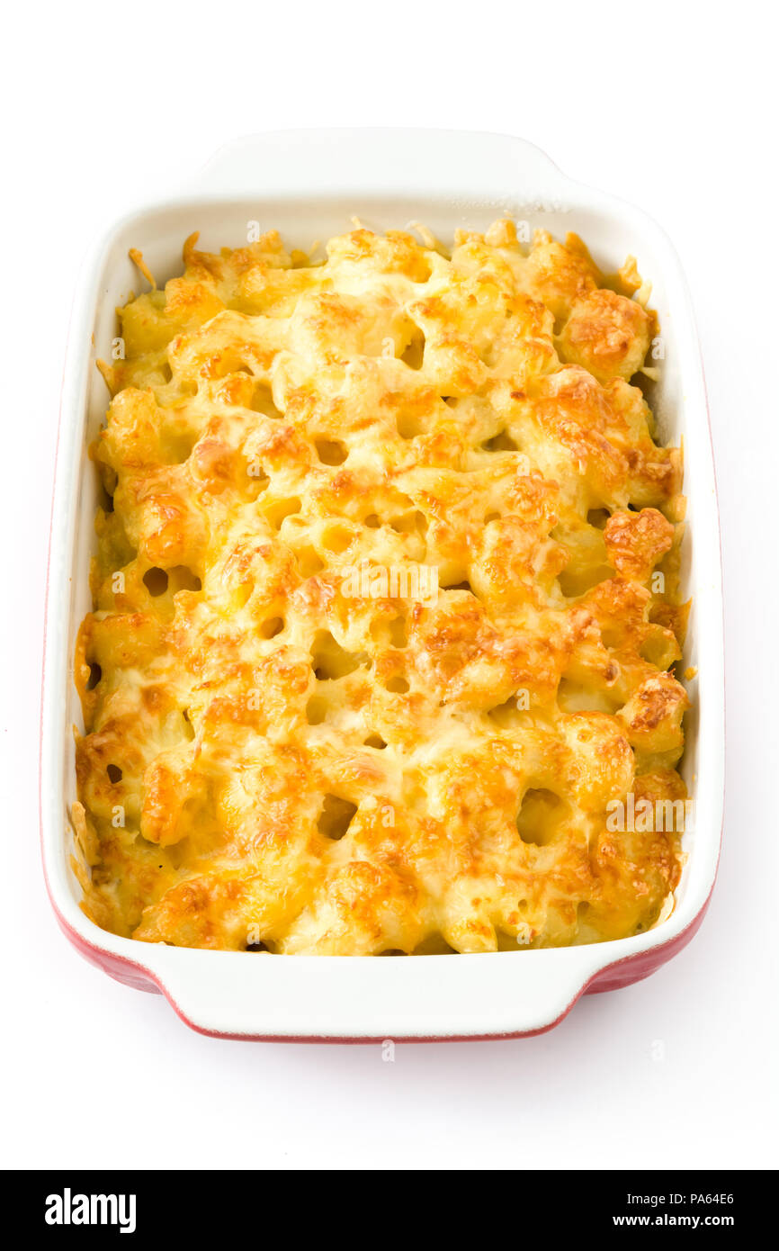 Typical American macaroni and cheese isolated on white background Stock ...