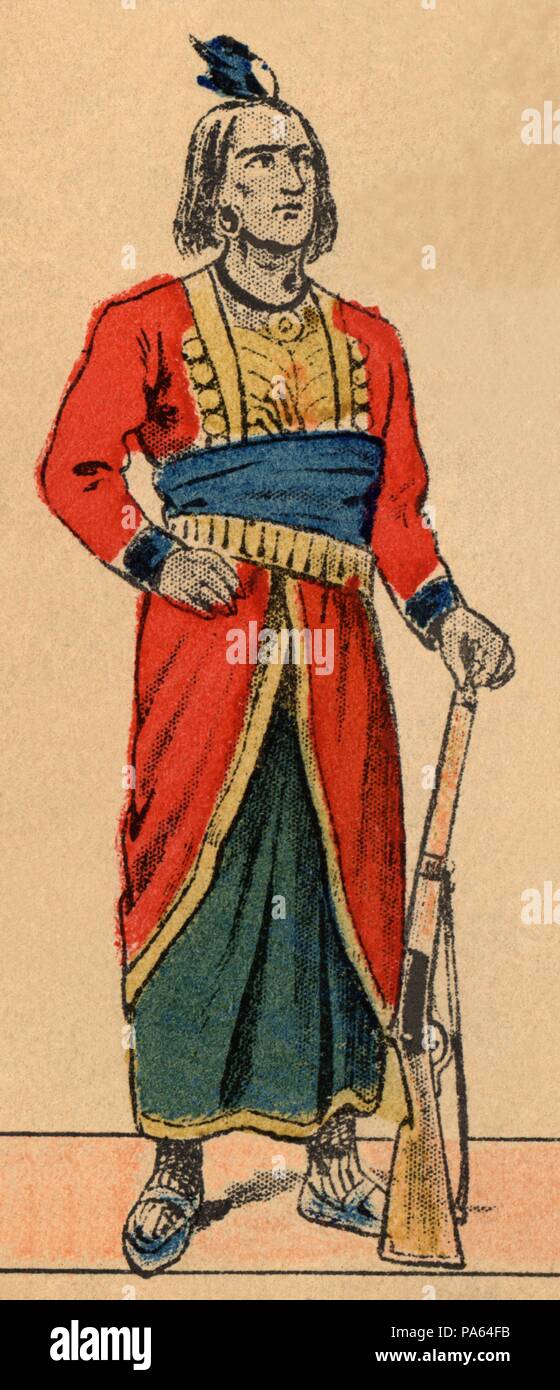 Estampería popular. Indio sioux. Grabado de 1870 Stock Photo - Alamy