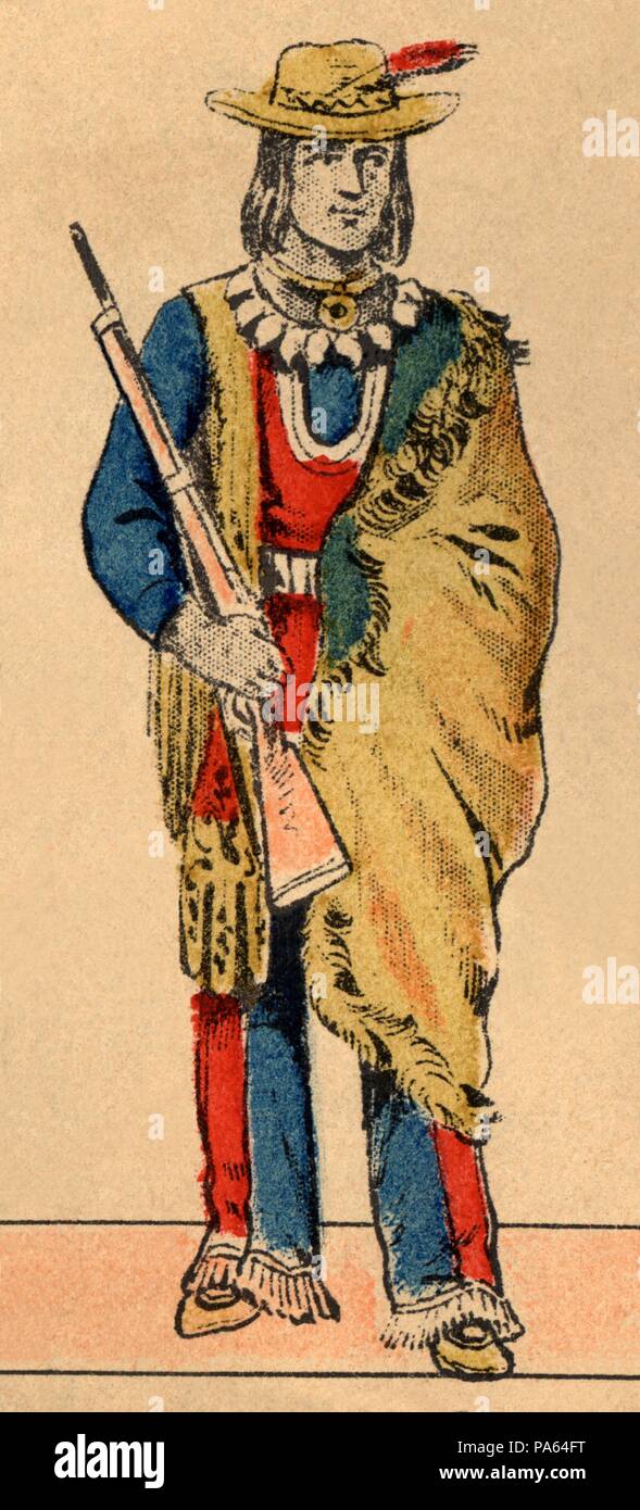 Estampería popular. Indio sioux, jefe de un poblado. Grabado de 1870 ...