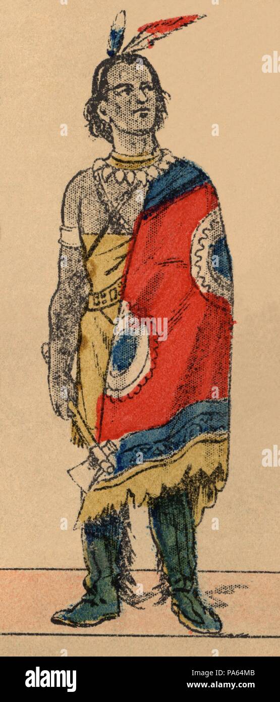 Estampería popular. Indio iroqués. Grabado de 1870 Stock Photo - Alamy