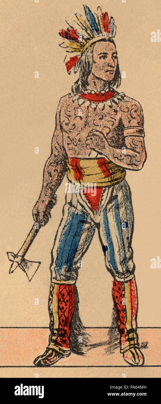 Estampería popular. Indio apache. Grabado de 1870 Stock Photo - Alamy