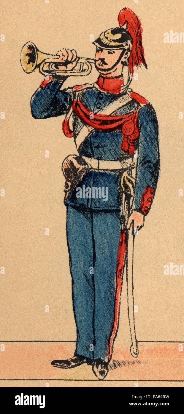 Estampería popular. Ejército de los Estados Unidos. Trompeta de ...