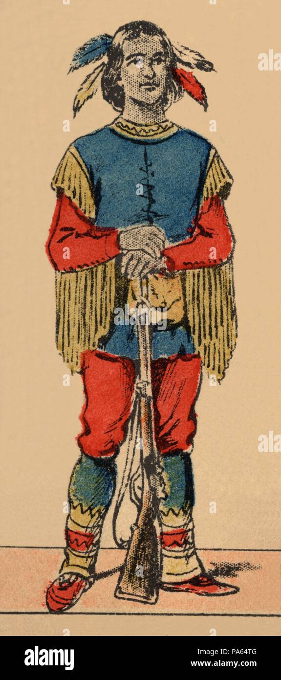 Estampería popular. Indio Hute, jefe de tribu. Grabado de 1870 Stock ...