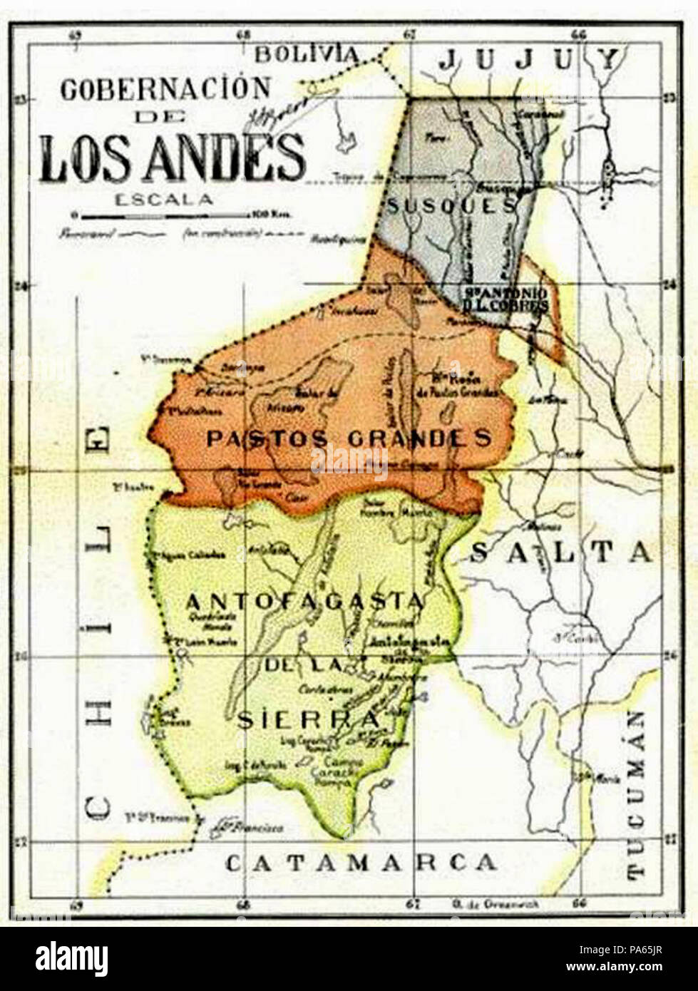 167 Mapa Territorio Nacional de Los Andes Stock Photo - Alamy