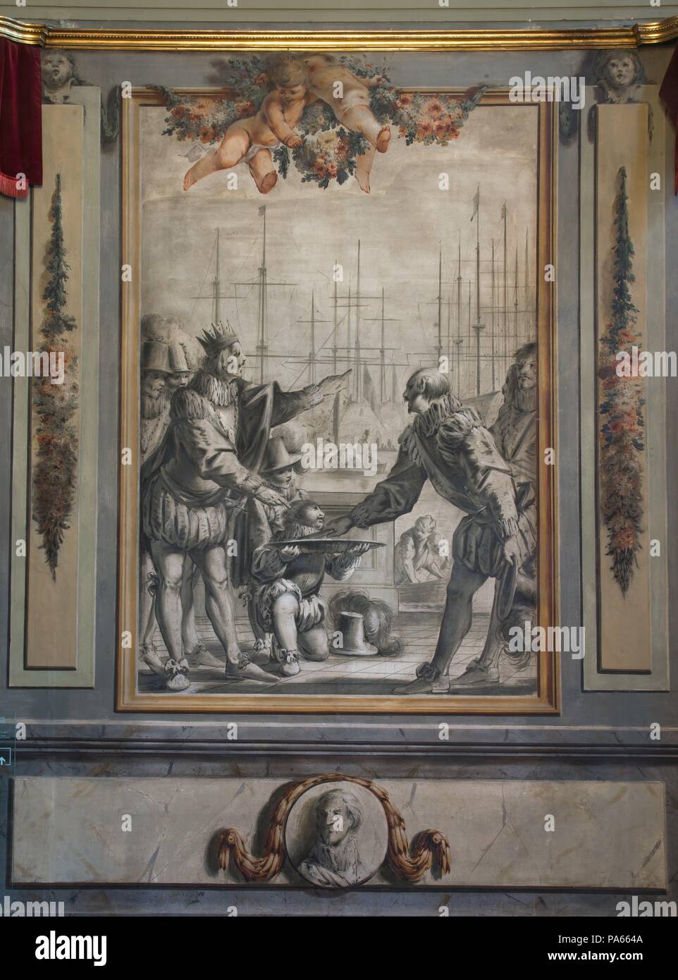 Francesc Pla (El Vigatà) / Mural paintings inside the central hall of ...