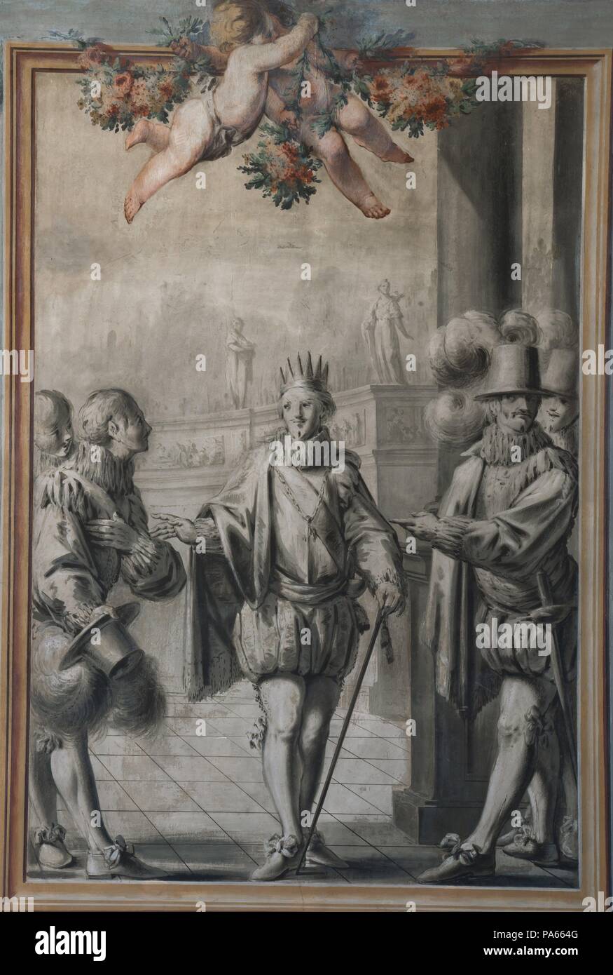 Francesc Pla (El Vigatà) / Mural paintings inside the central hall of ...