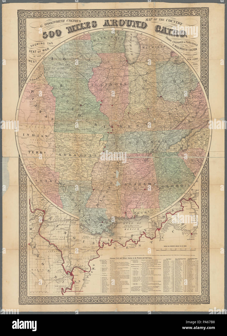 686 G. Woolworth Colton's map of the country 500 miles around Cairo ...