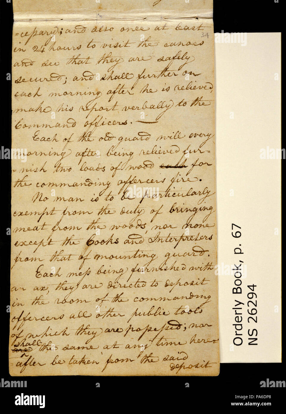 319 Clark Family Collection- Volume 20. Orderly book, page 67, January ...