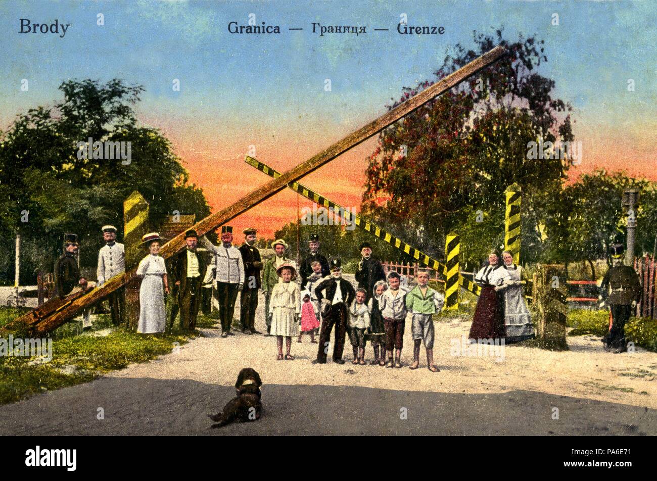 Border passage between Austrian and Russian empires at Brody. Museum ...