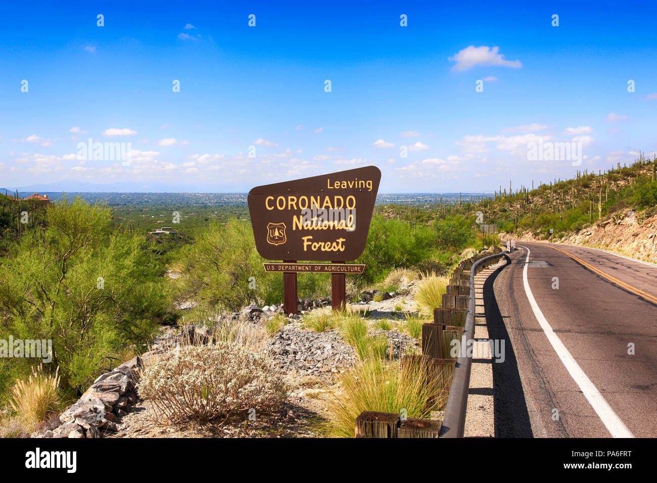 Coronado National Forest sign on Mt. Lemmon Hwy in Arizona Stock Photo ...