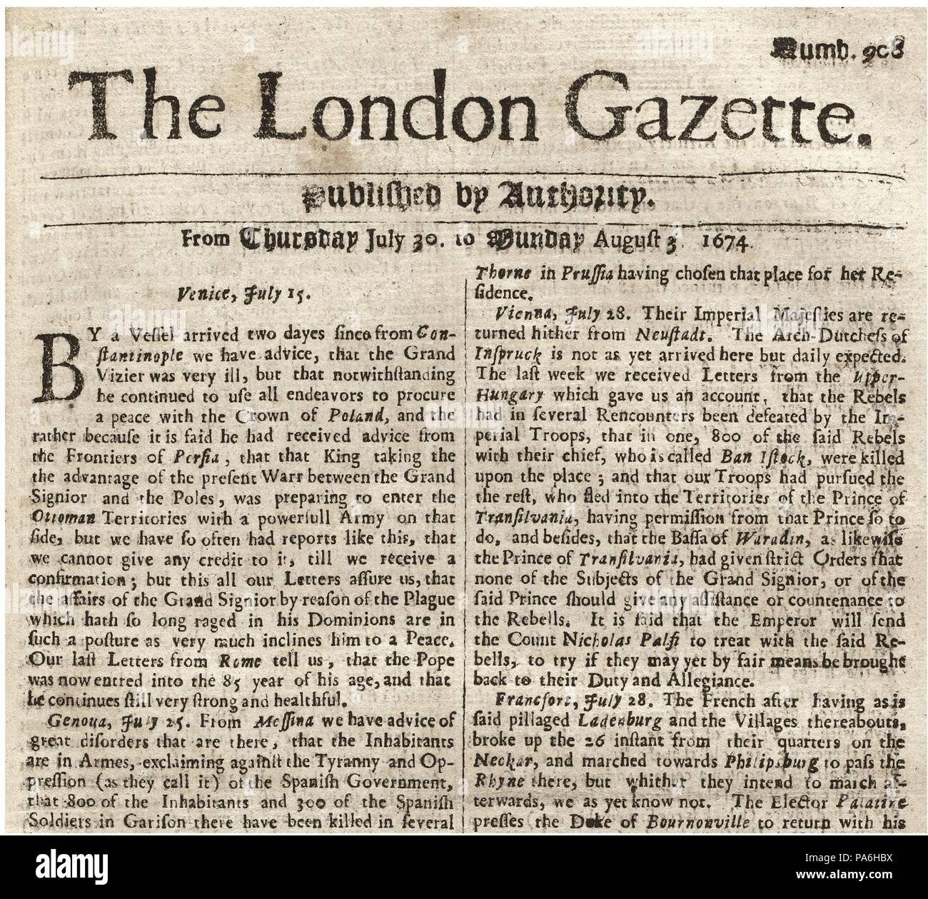 London gazette hi-res stock photography and images - Alamy