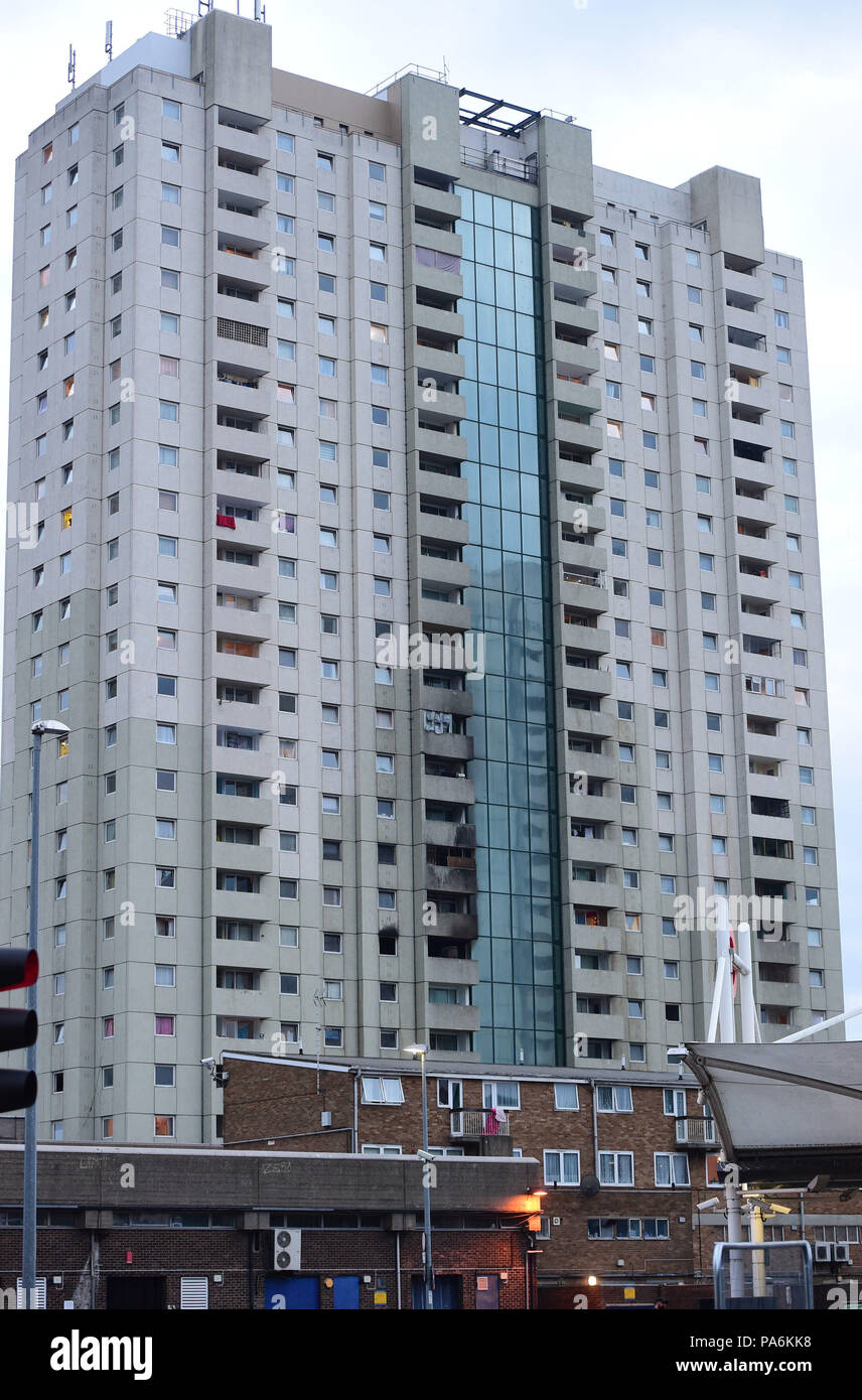 The scene at a 23-floor tower by the North Mall in Edmonton following a ...