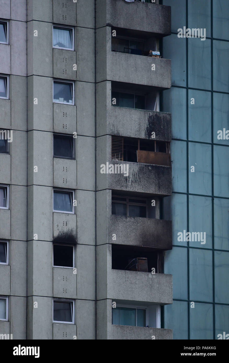 The scene at a 23-floor tower by the North Mall in Edmonton following a ...