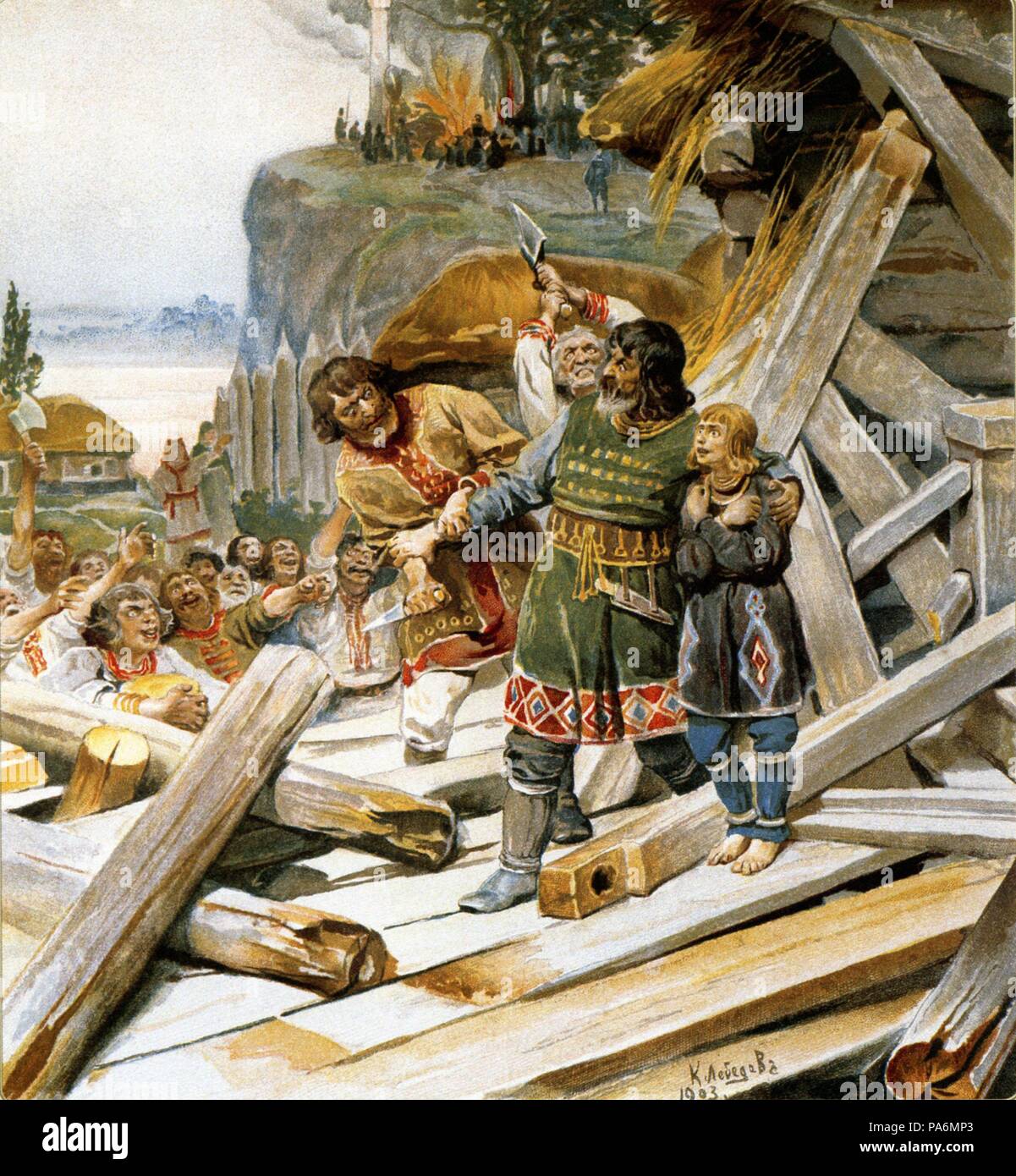 Murder of Theodore the Varangian and his son John. Museum: Russian ...