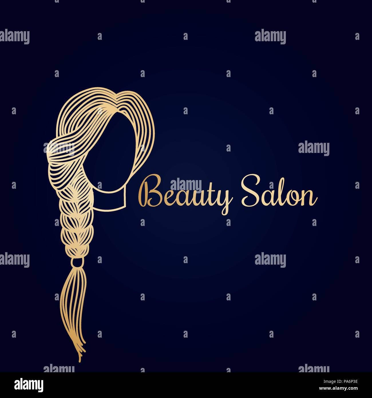 Beauty salon logotype with doodle illustration of beautiful hairstyle ...