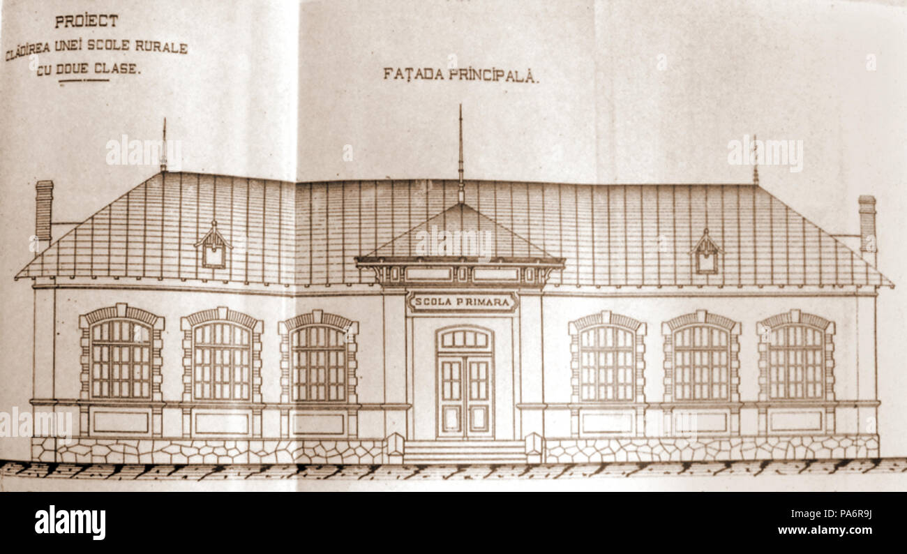3 1900 - Scoala rurala tip, cu doua clase fatada Stock Photo - Alamy